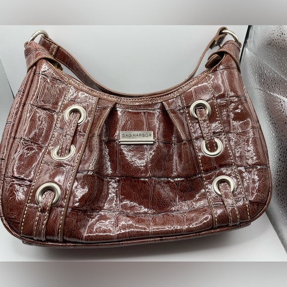 Sag Harbor | Bags | Sag Harbor Patent Leather Faux Croc Shoulder Bag ...